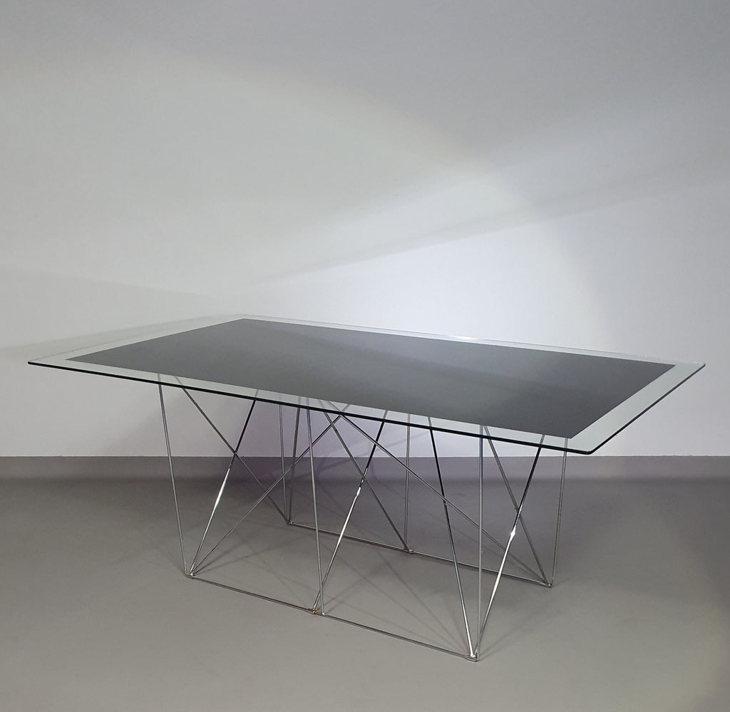 Steel and Glass Dining Table by Max Sauze for Max Sauze Studio, 1970s ...