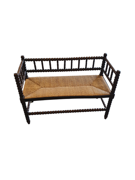 Vintage Bobbin Bench rush seat. Gedraaide Poten. Knobbel bankje 1920 ...